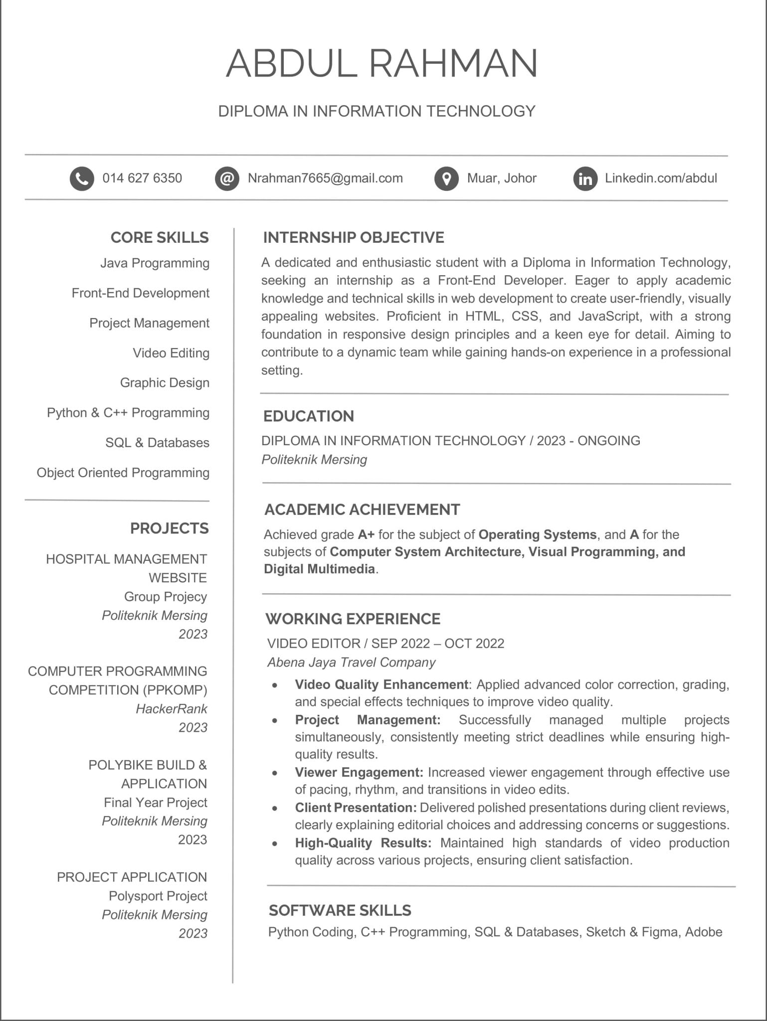 5 Contoh Template Resume (ATS) yang HR Approve Boleh Digunakan di ...