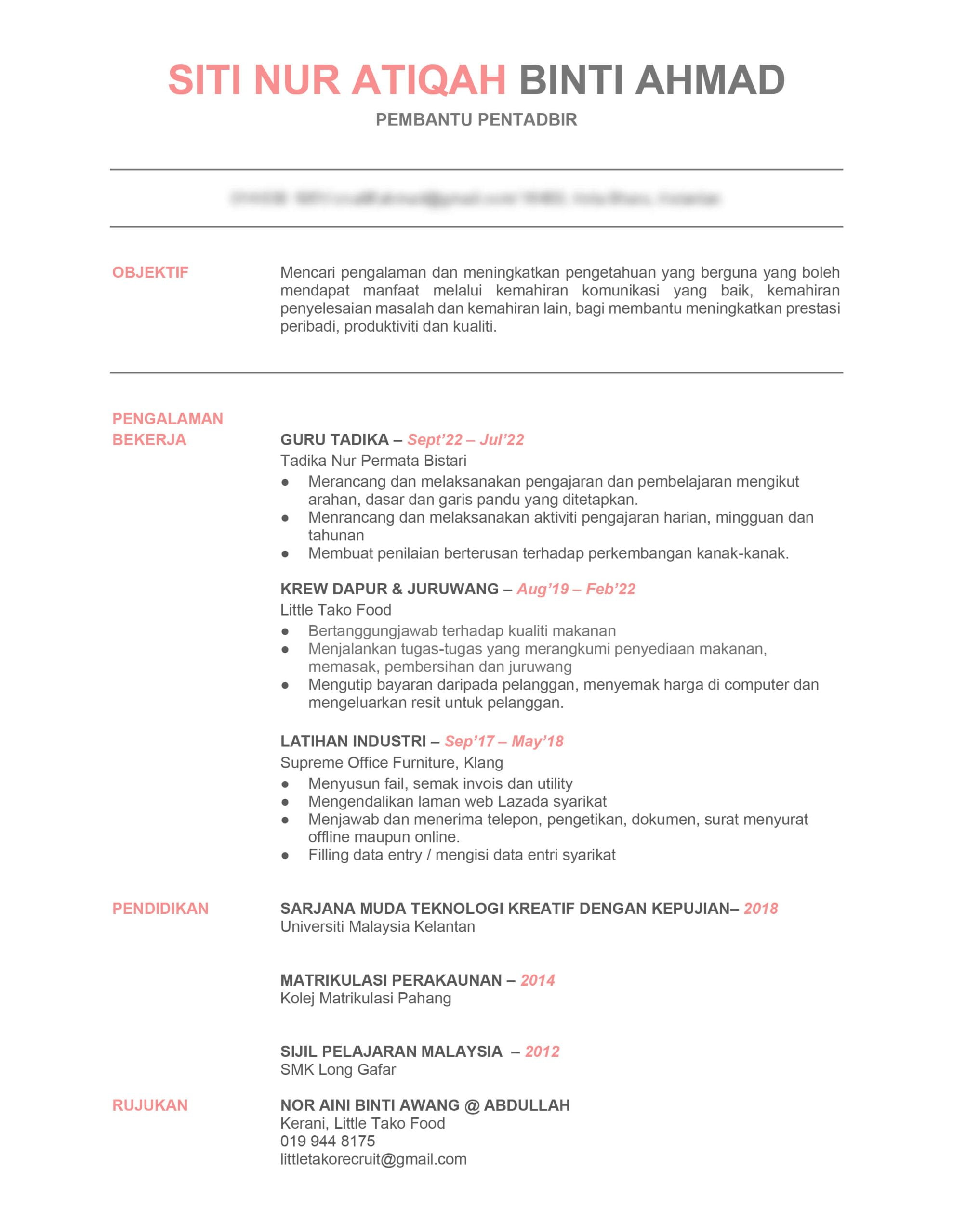 5 Contoh Template Resume (ATS) yang HR Approve Boleh Digunakan di Malaysia dan Singapura ...